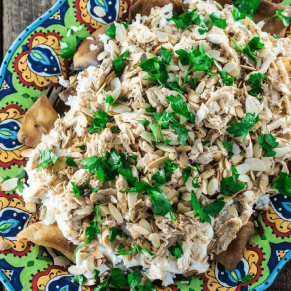 Syrian Fattet Djaj {Layered Chicken Platter}