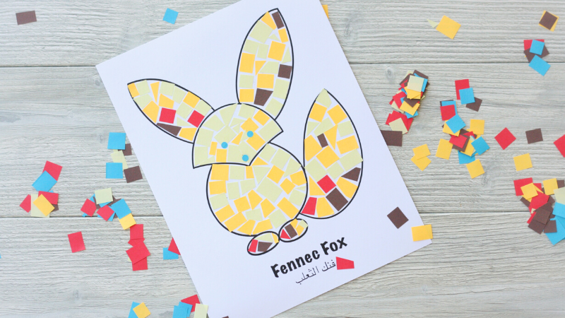 Simple Moroccan Fennec Fox Mosaic Craft for Kids