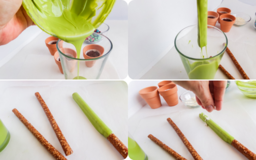 Easy Cactus Pretzel Rod Snack for Kids