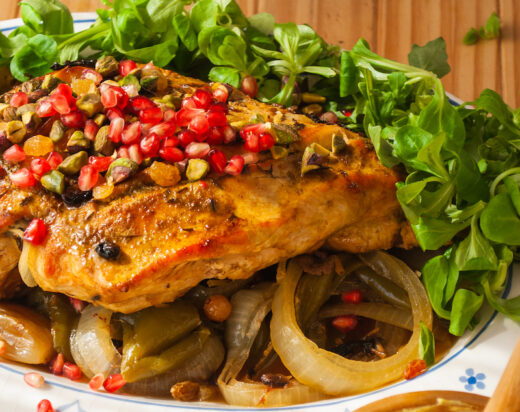 Mediterranean Roast Turkey Breast with Saffron Yogurt Sauce